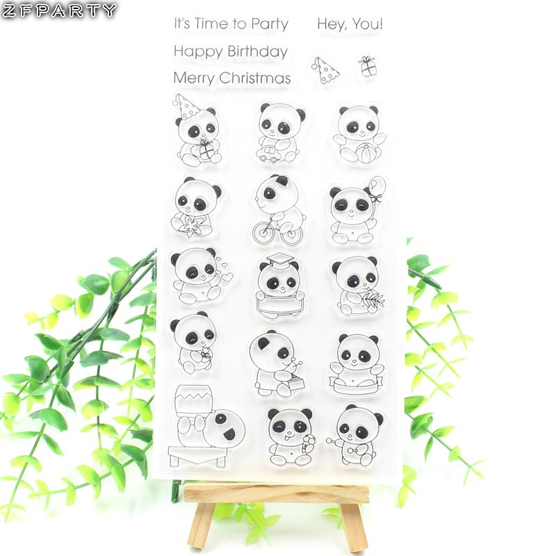 ZFPARTY Cute Pandas Transparent Clear Silicone Sta... – Grandado