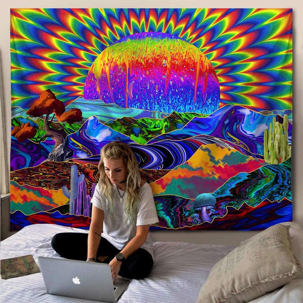 Trippy Psychedelic Wall Art Hippie Cool Colorful S... – Grandado
