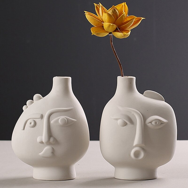 Nordic Abstract Face Vase Decoration Home Head Cer... – Grandado