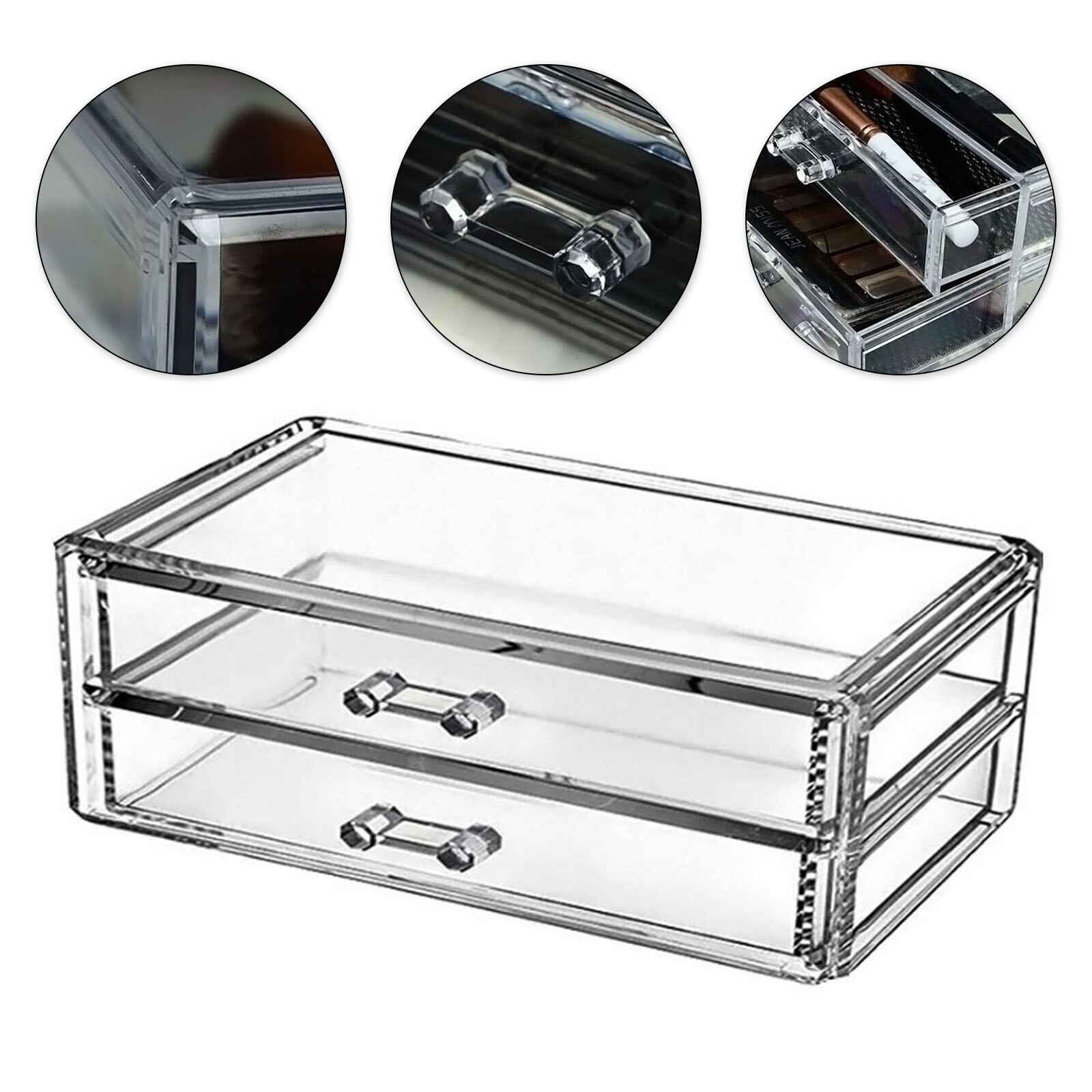 2 Drawer Acrylic Makeup Storage Box Desk Clear Cos... – Vicedeal