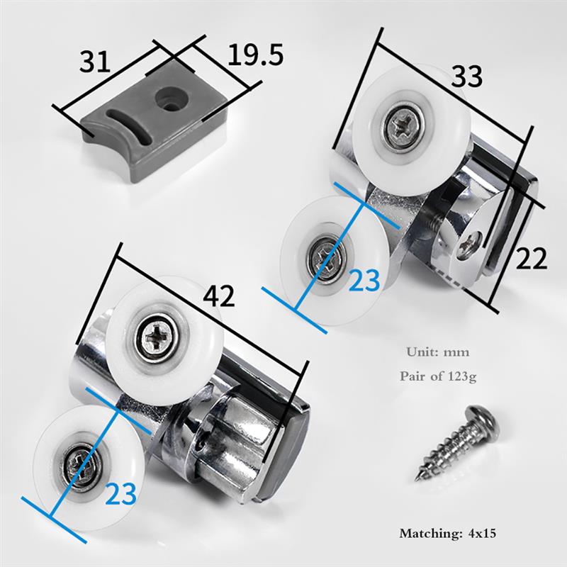 2 stuks 23mm badkamer schuifdeurwielen katrollen r... – Vicedeal