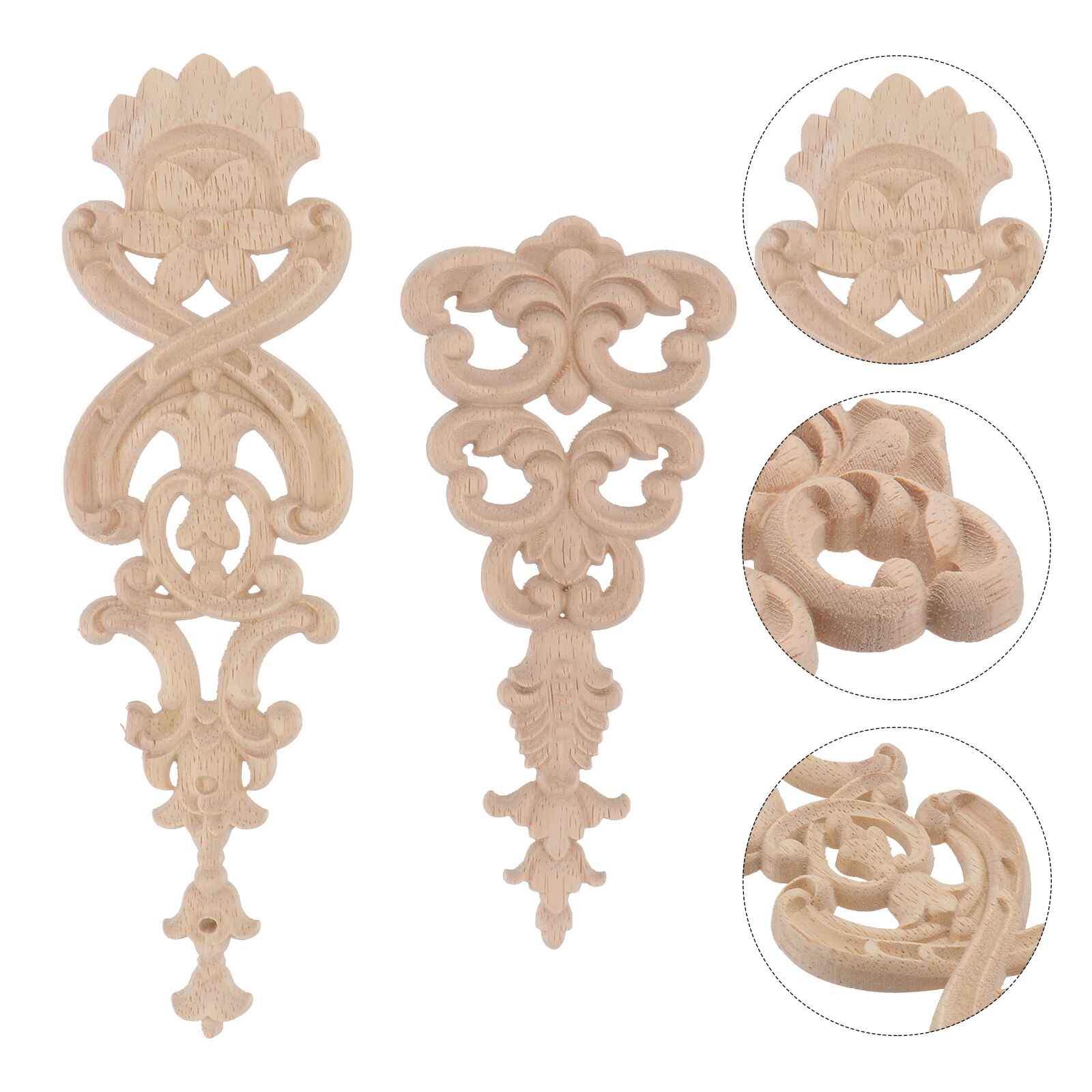 2Pcs European Style Wooden Decals Exquisite Wood D... – Vicedeal
