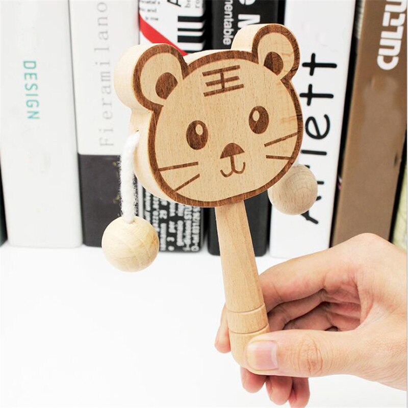 Cute Animal Cat Rattle Drum Wooden Musical Baby Ac... – Vicedeal