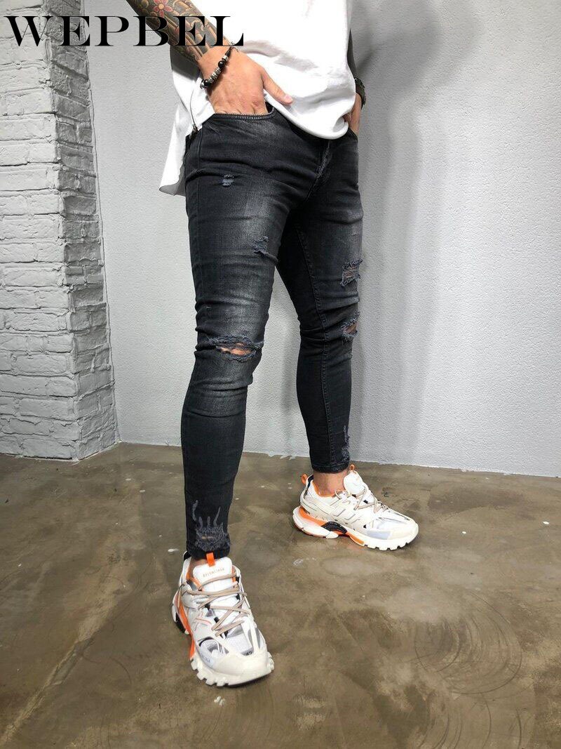 WEPBEL Men's Hosen Herren Biker Denim Jeans Ripped... – Grandado