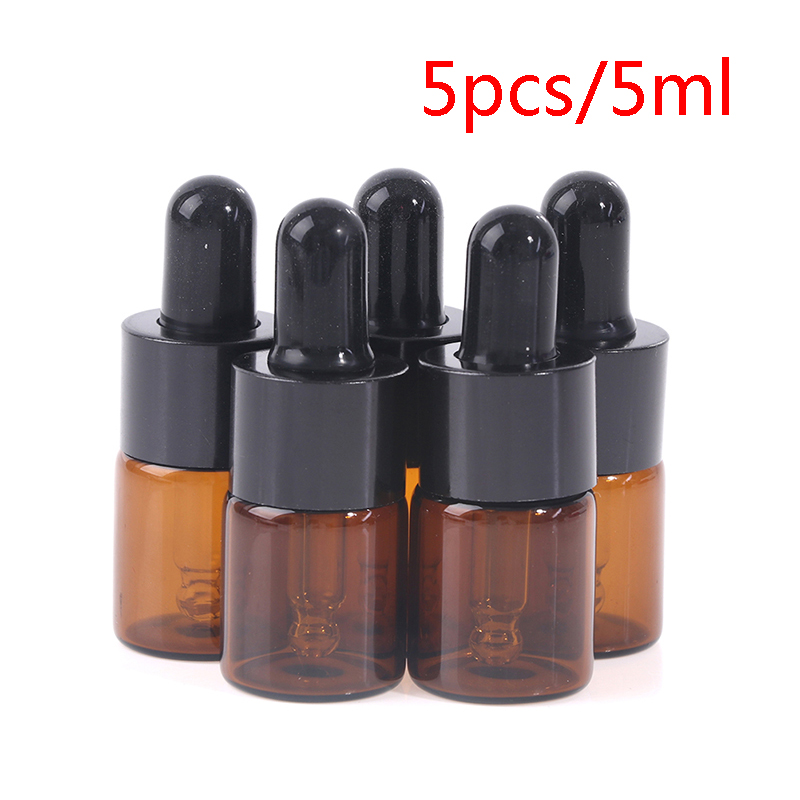 5pcs 5ml 10ml 15ml 20ml Amber Glass Dropper Bottle... – Grandado