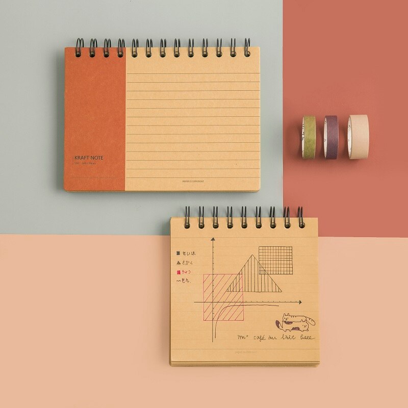 Kraft Note 120 Sheets Lijn Papier Coil Boek Tip-Up... – Vicedeal