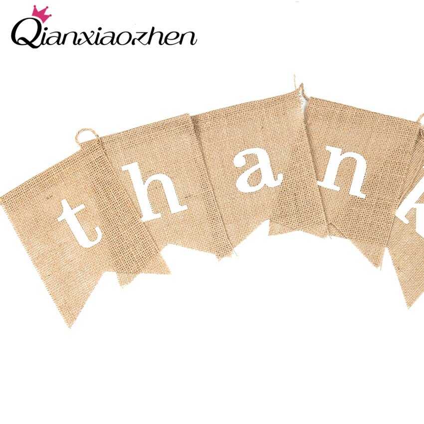 Qianxiaozhen Thank You Burlap Vintage Wedding Bann... – Vicedeal