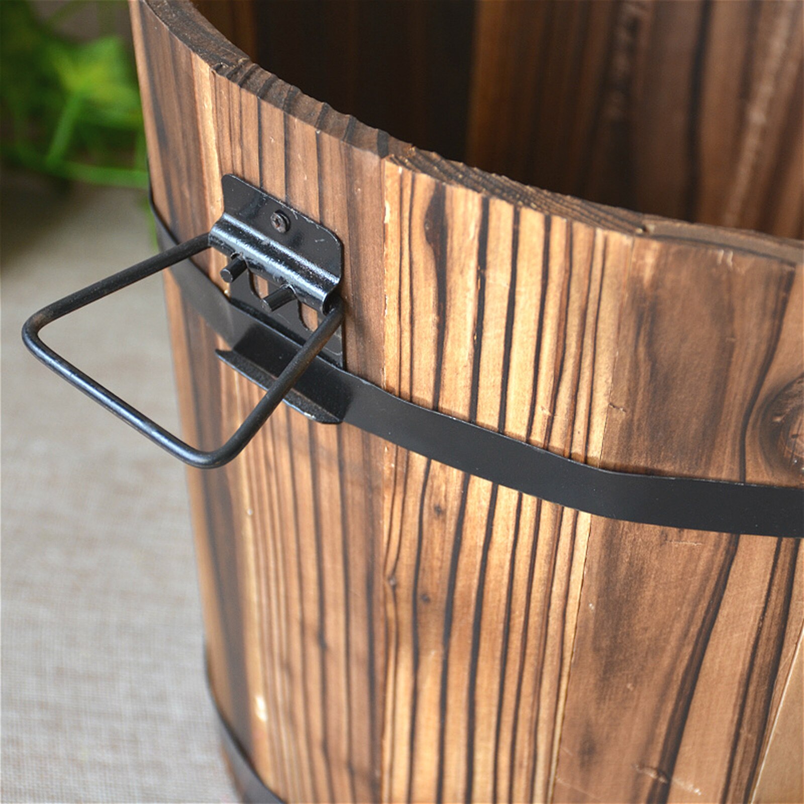 Flower Pots Bucket Rustic Style Wooden Barrel Tub ... – Grandado