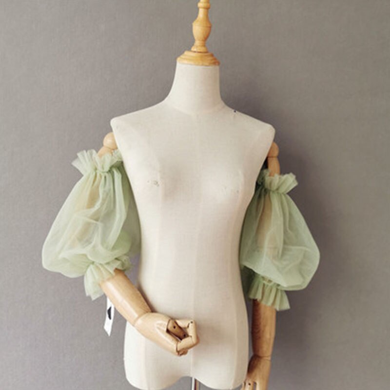 Tulle Wedding Sleeves Avocado Green Puff Removable... – Vicedeal