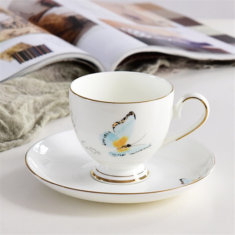 Embossed Cherry Blossoms Bone China Coffee Cup and... – Grandado