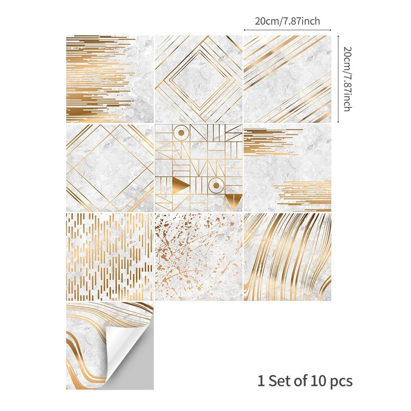 10Pcs Retro Geometric Metal Surface Tiles Sticker ... – Grandado