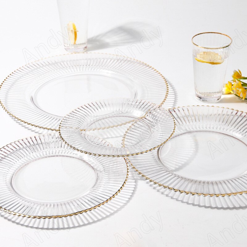 Golden Slag Glas Plaat Transparante Streep Reliëf ... – Vicedeal