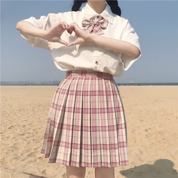 Summer JK Uniforms Students White Shirt + High-Wai... – Grandado