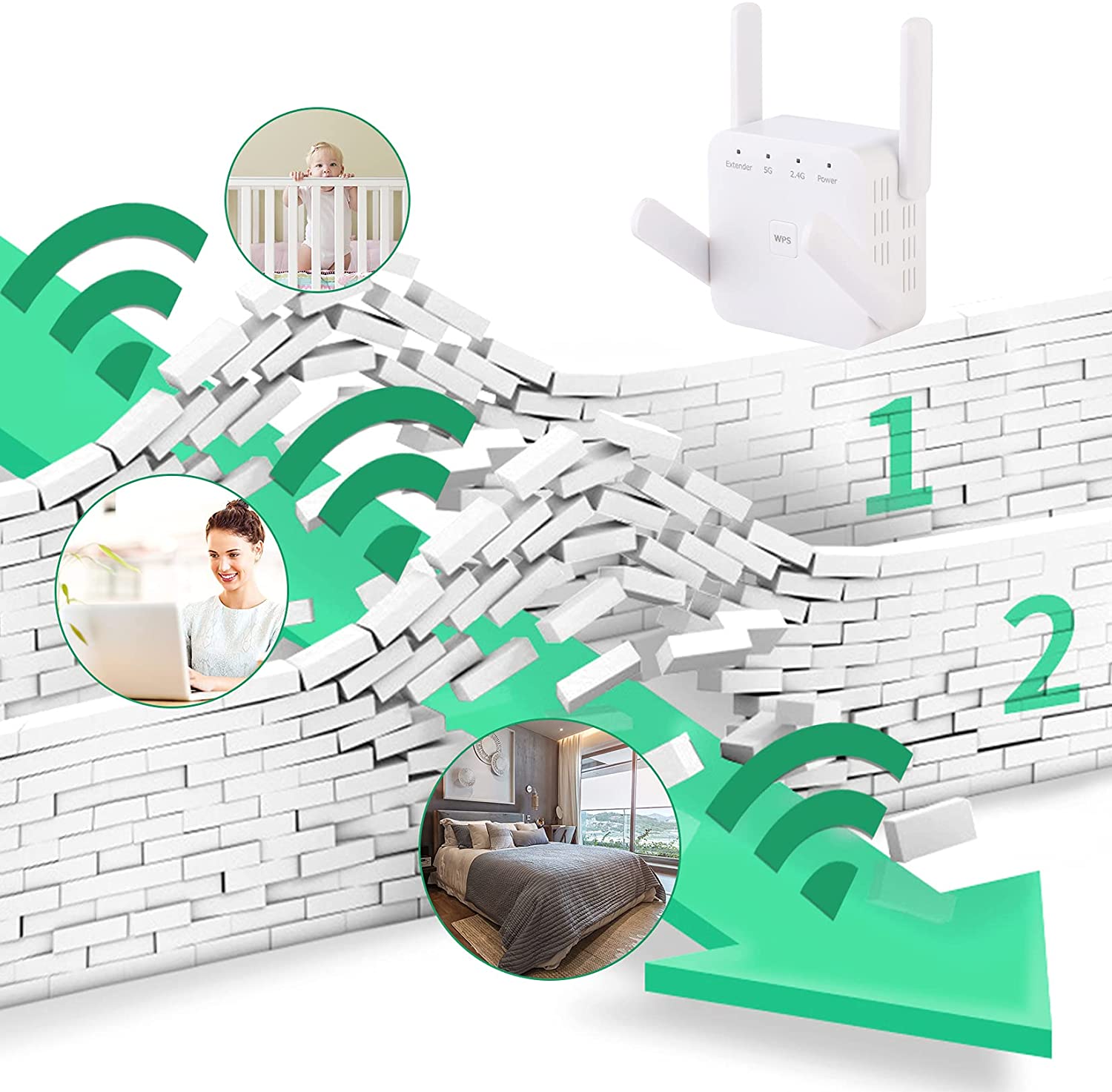 JCKEL AC1200 WiFi Repeater Booster 5G 1200M Wi Fi ... – Grandado