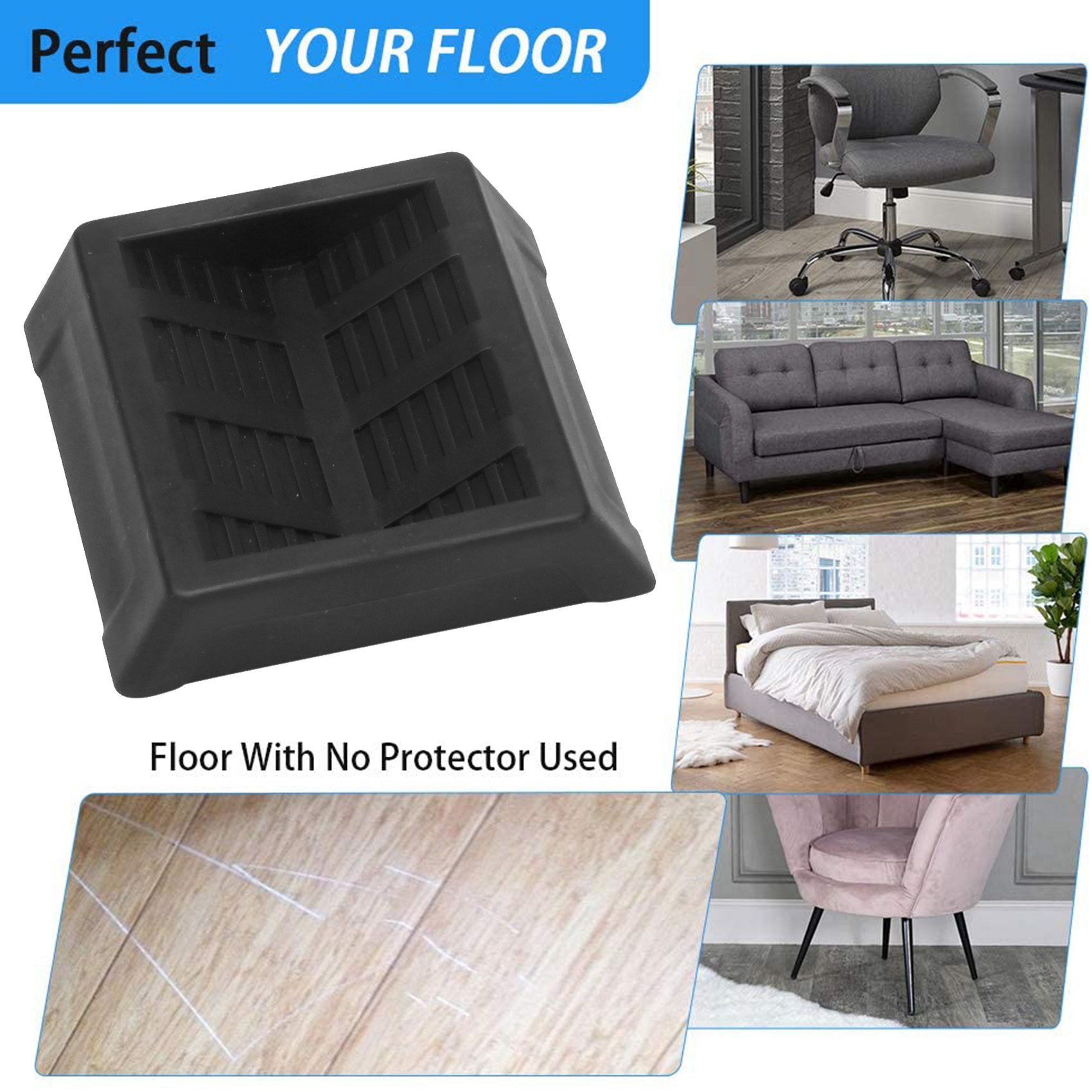 4 Pack Bed Stopper Furniture Stopper Caster Cups F... – Vicedeal