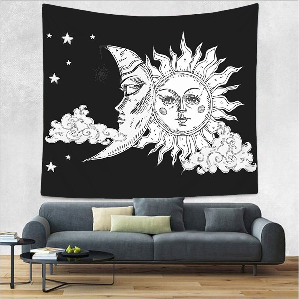 Tapestry Wall Hanging Sun And Moon Psychedelic Sma... – Grandado