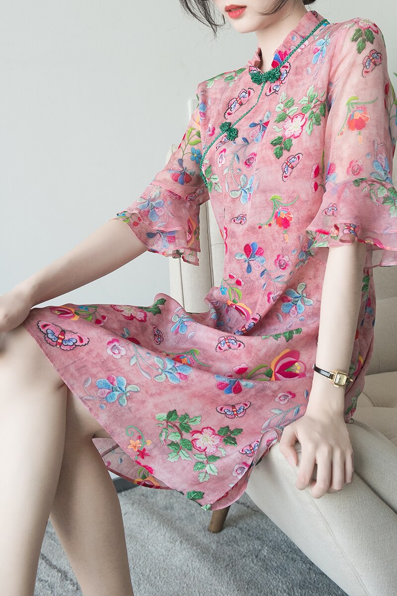 Chinese Traditional Style Cheongsam Woman Silk Sat... – Grandado