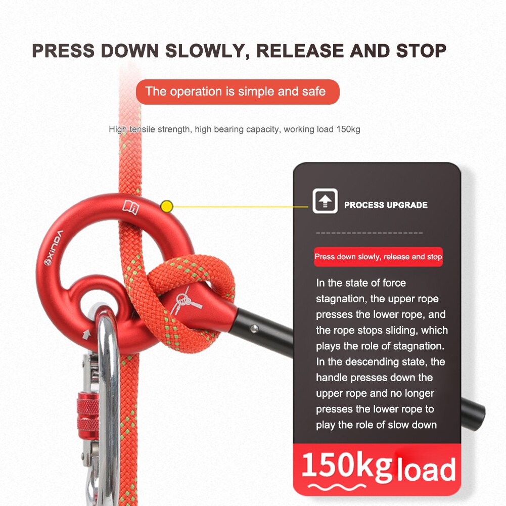 XINDA Rock Climbing 9-Ring Rigging Descender 150kg... – Grandado