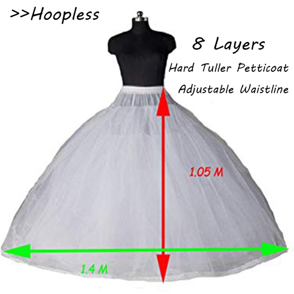 Plus A Line Bridal Petticoat 8 Layers Tulle Unders... – Grandado
