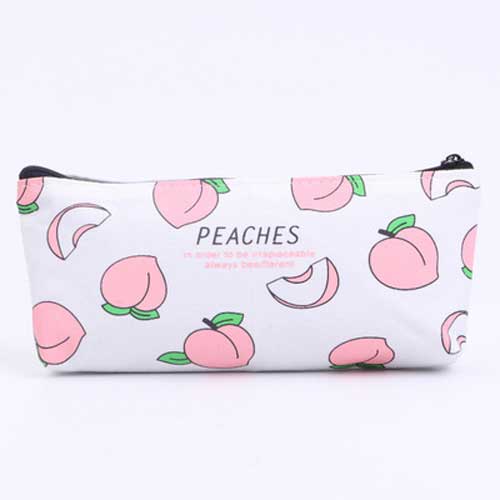 Kawaii Pink Fruit Peach Canvas Pencil Case Estuche... – Grandado