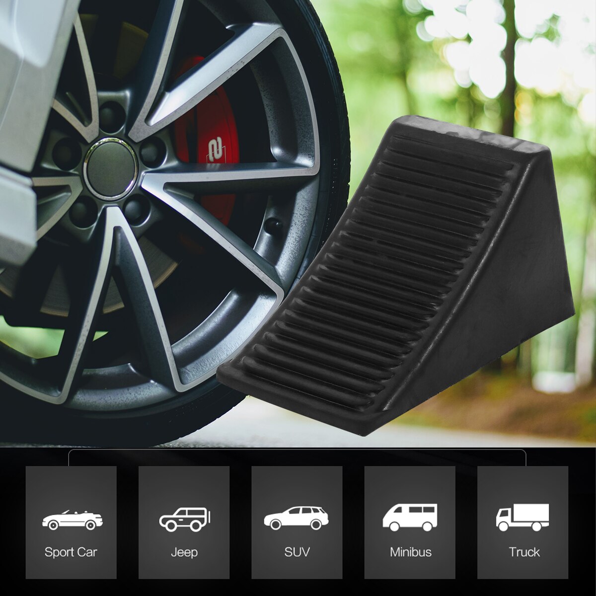 Rubber Wheel Chock Heavy Duty Block Kerb Ramp For ... – Grandado