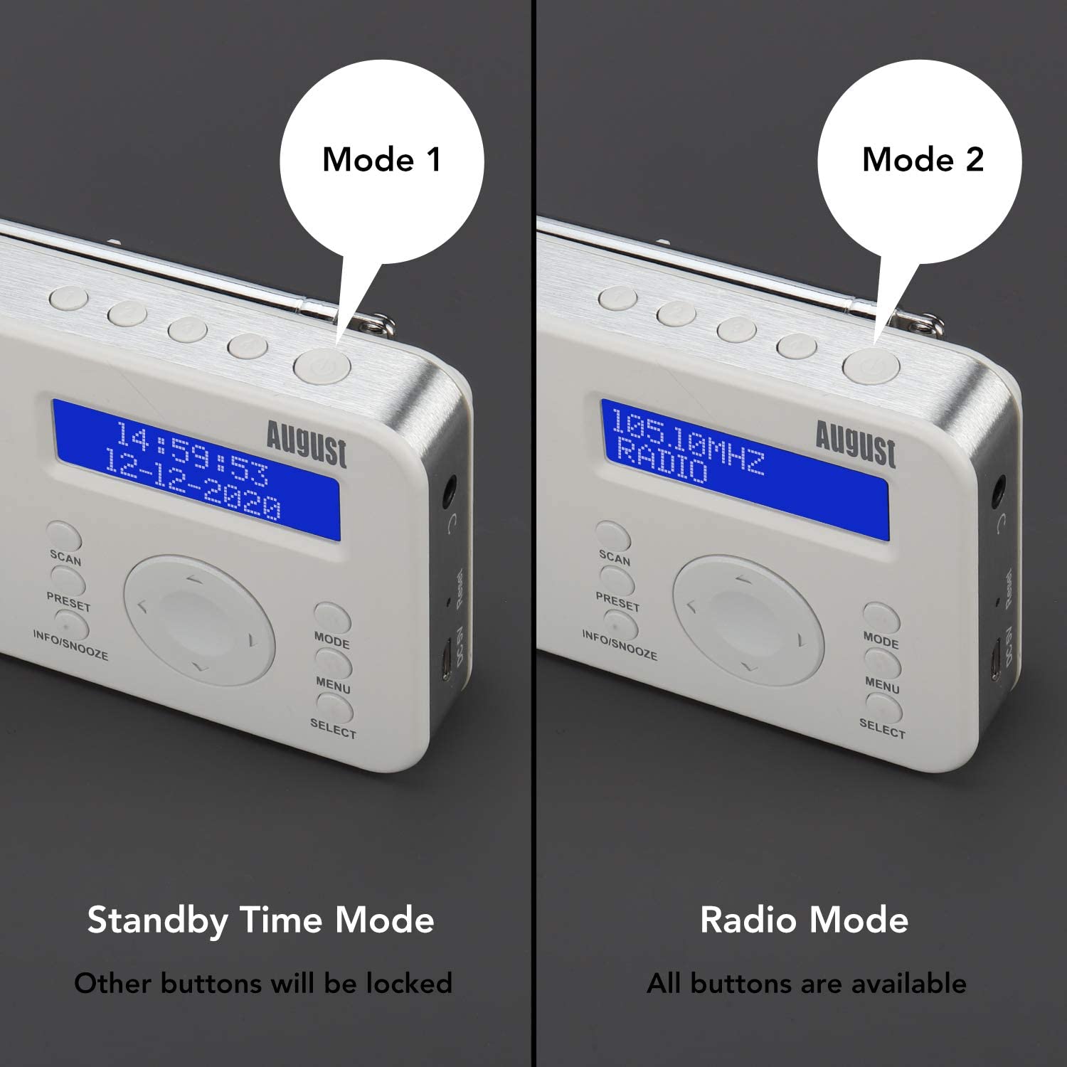 Portable Digital Radio August MB225 DAB/DAB +/FM R... – Grandado