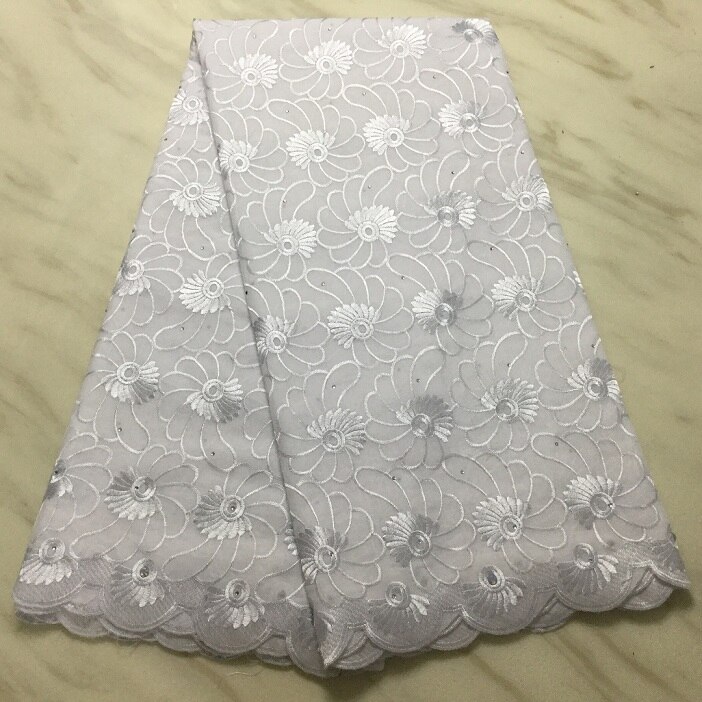 embroidery with rhinestones swiss lace cotton fabr... – Grandado