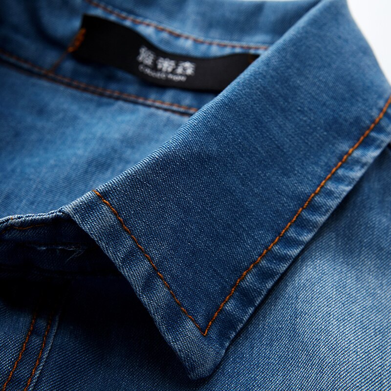 Loldeal Korte Mouwen Denim Shirt Mannen Effen Kleu... – Grandado