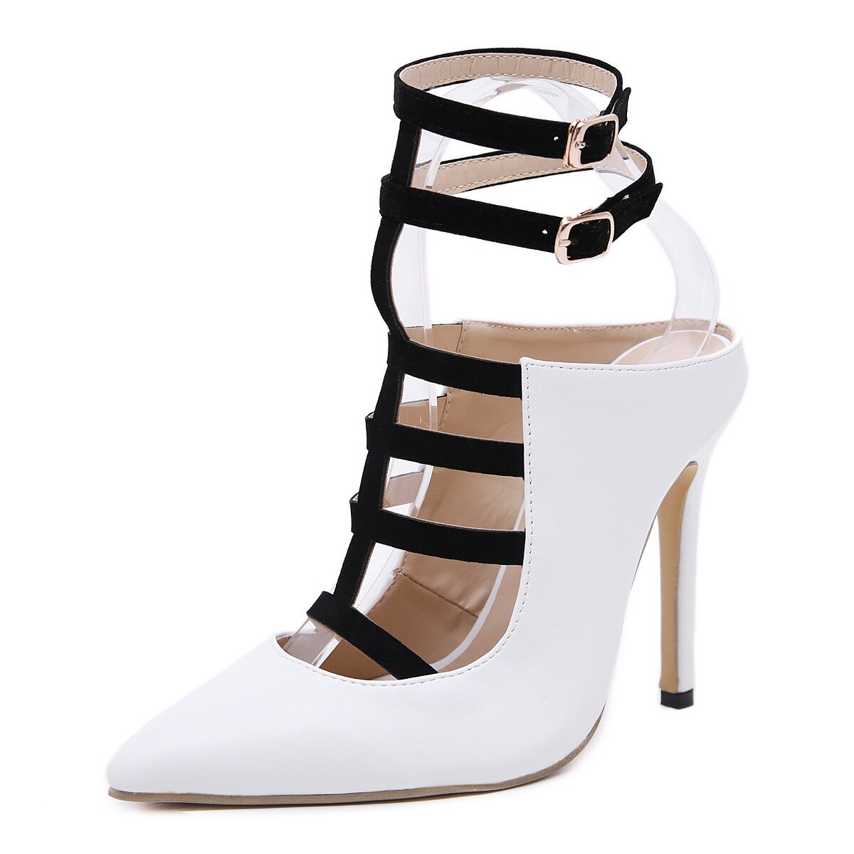 White High Heels Pumps Sandals 12CM Pointed Toe Bu... – Grandado