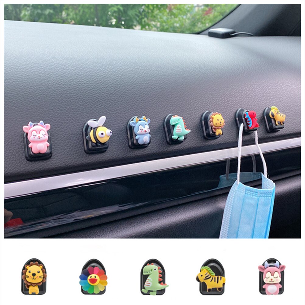 5Pcs Cute Cartoon Car Hooks Adhesive Plastic Car H... – Grandado