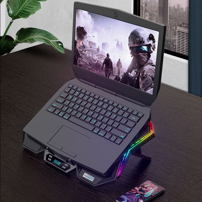 Gaming Laptop Cooler Six Fan Two USB Port Led RGB ... – Grandado