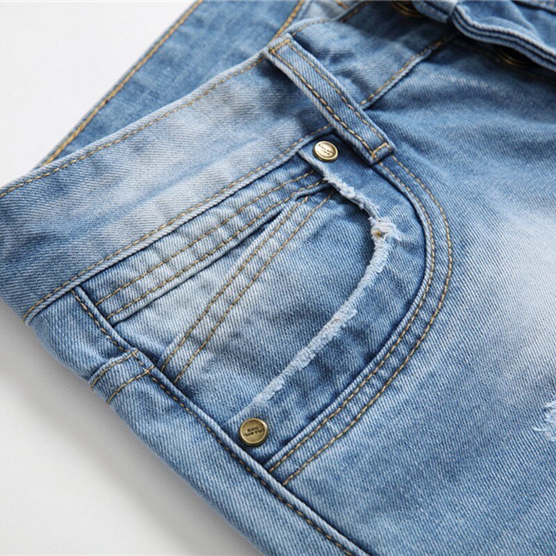 Mens Jeans Casual Hole Ripped Straight Long Denim ... – Vicedeal