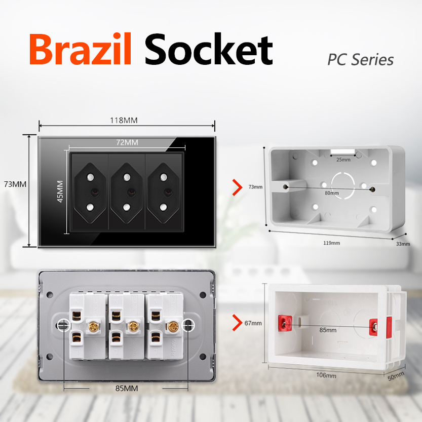 Glass Panel Brazil Registered Jack Dual Usb C- Typ... – Grandado