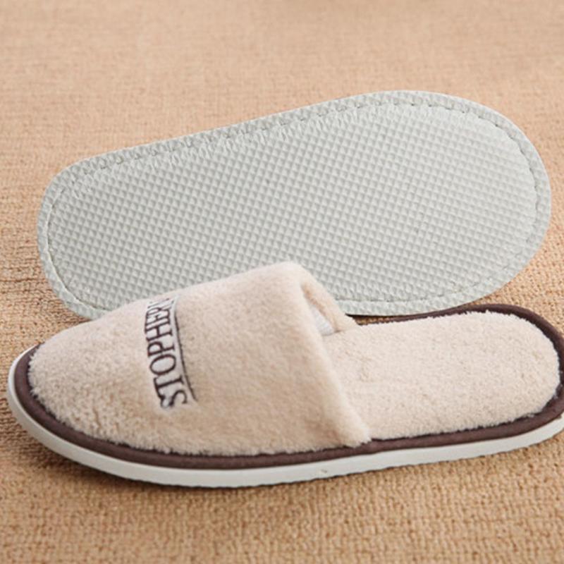 Komfortable koral fleece engangs hjemmesko tykkere skridsikre familie ...