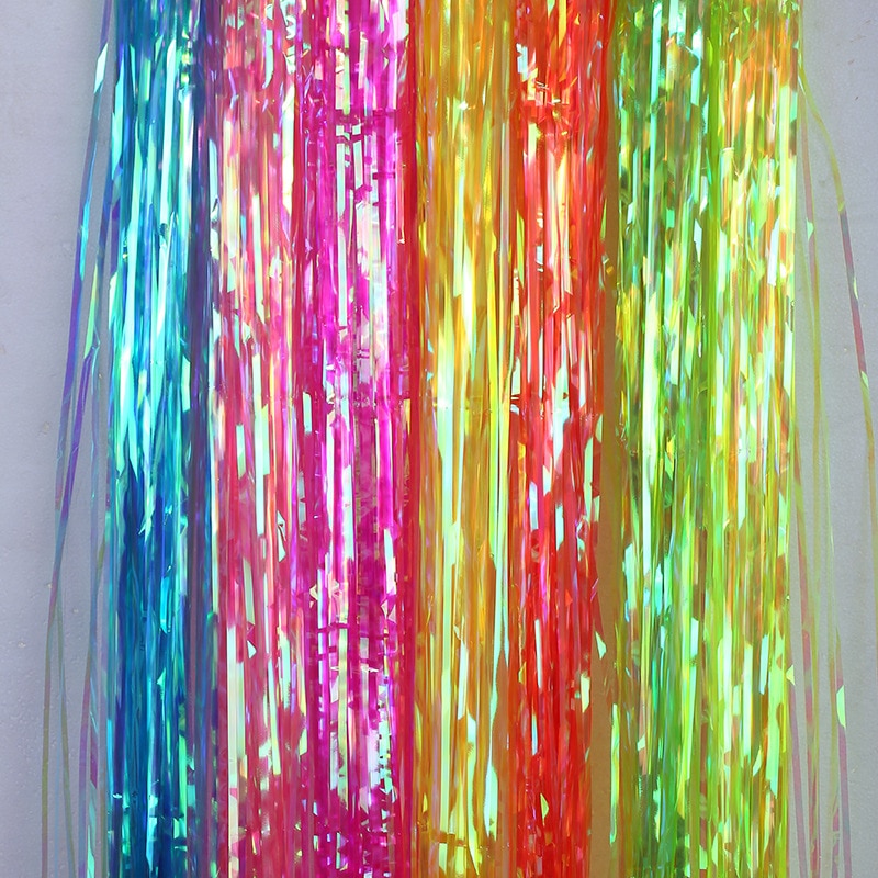 1M X 2M Birthday Foil Fringe Curtain Transparent C... – Grandado