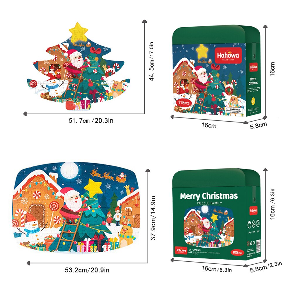 Christmas Tree Shapes Jigsaw Puzzle Cartoon Santa ... – Grandado