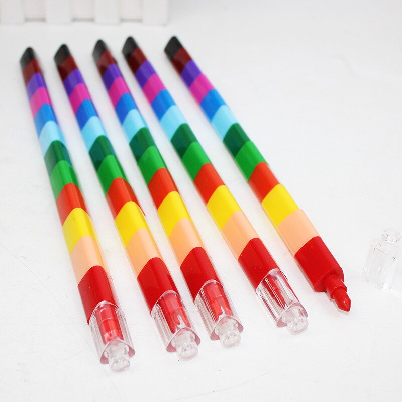 building block painting crayon 12 color crayon tri... – Grandado