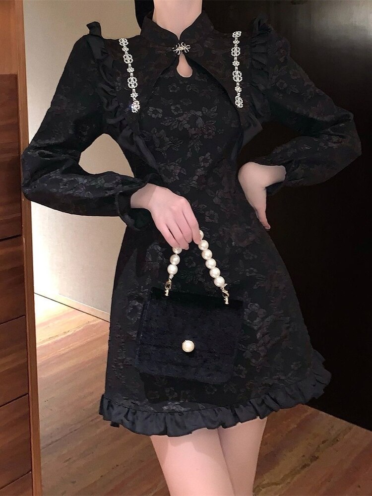 Qweek Vintage Chinese Mode Gebloemde Jurk Vrouwen ... – Vicedeal