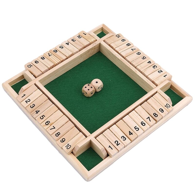 4 Player Shut The Box Wooden Table Board Game Fami... – Grandado