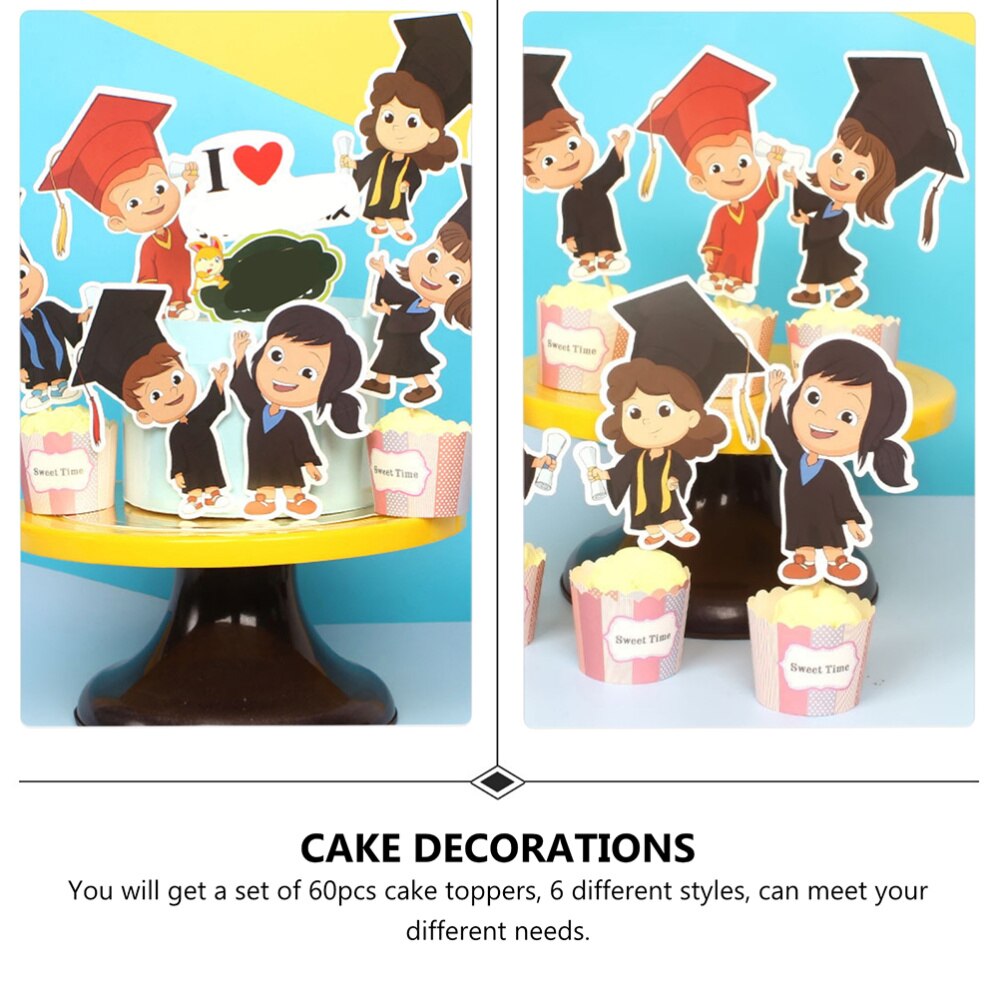 60pcs Lovely Cartoon Cake Toppers Cake Picks Cake ... – Grandado