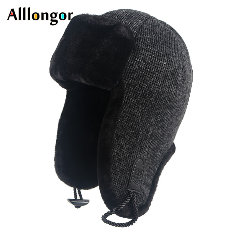 Winter Earflap Russian Hat For Men Ushanka Knitted... – Grandado