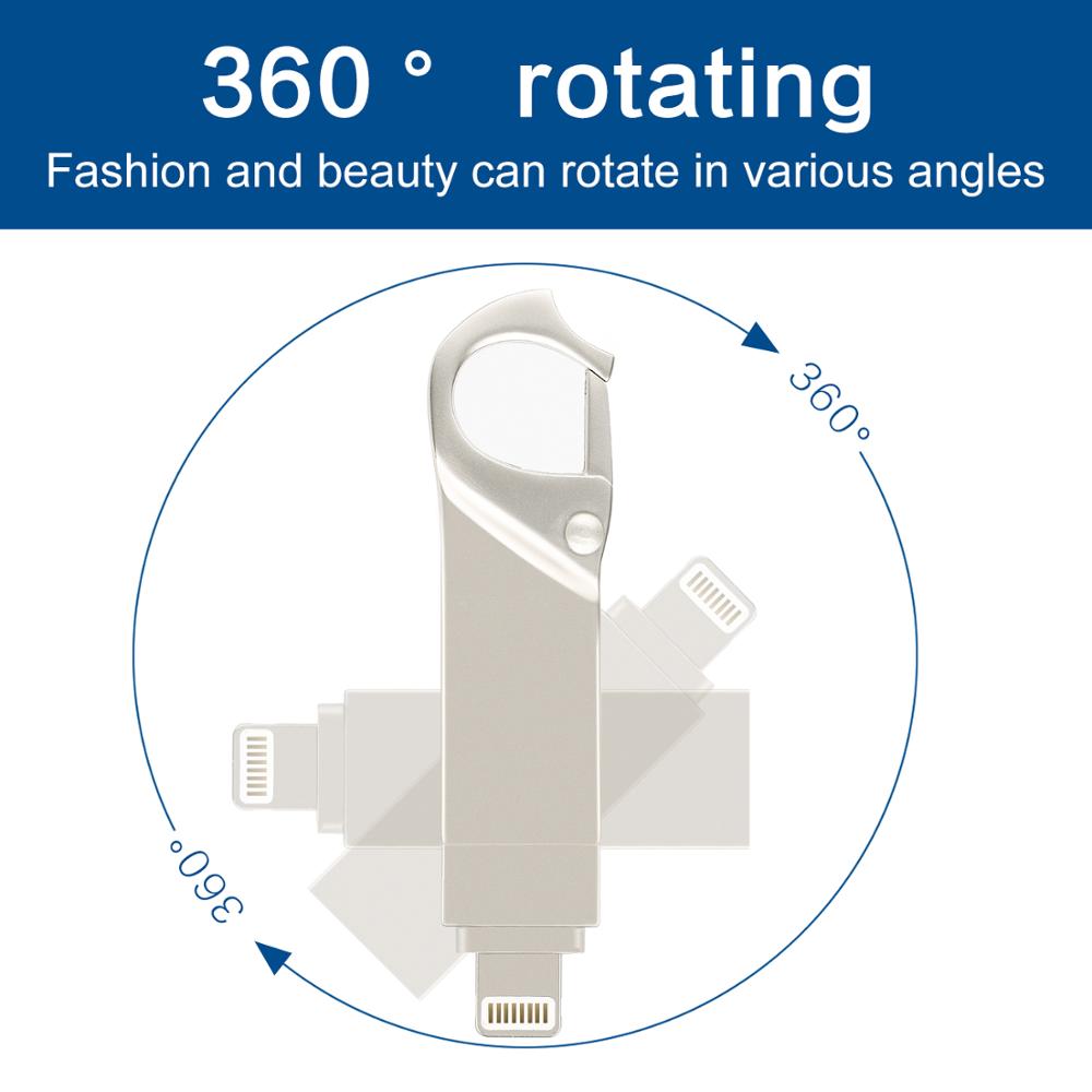 USB iPhone Flash Drive 3-in-1 Lightning TYPE-C 128... – Grandado