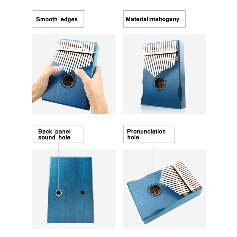kalimba 17 key mahogany thumb piano mbira musical ... – Vicedeal