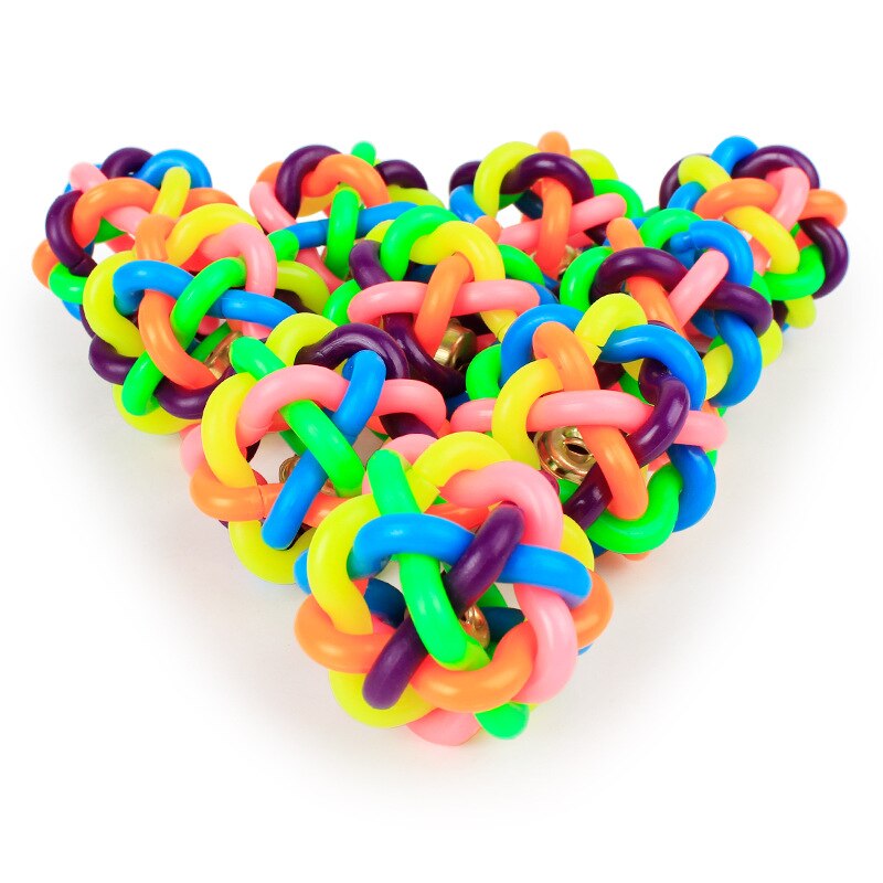 Dog toy ball colorful Rainbow rubber bell Interact... – Grandado