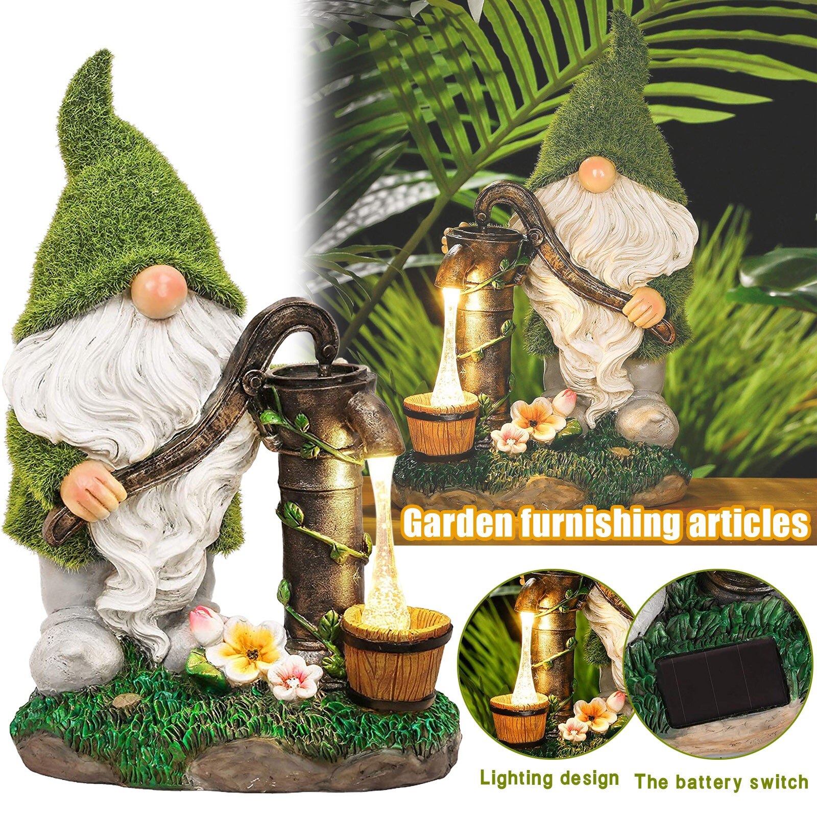 Outdoor Solar Garden Ornaments Resin Dwarf Confuci... – Vicedeal