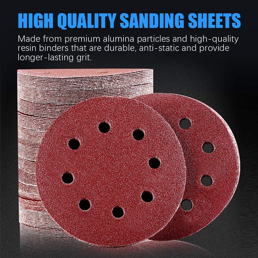 100 stk slibeskive sortiment 5 tommer 8 huller stø... – Grandado