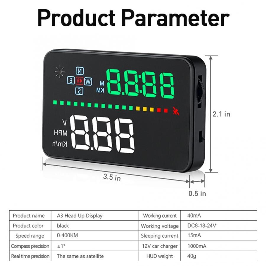 car display A3 HUD GPS System Vehicle Universal 3.... – Grandado