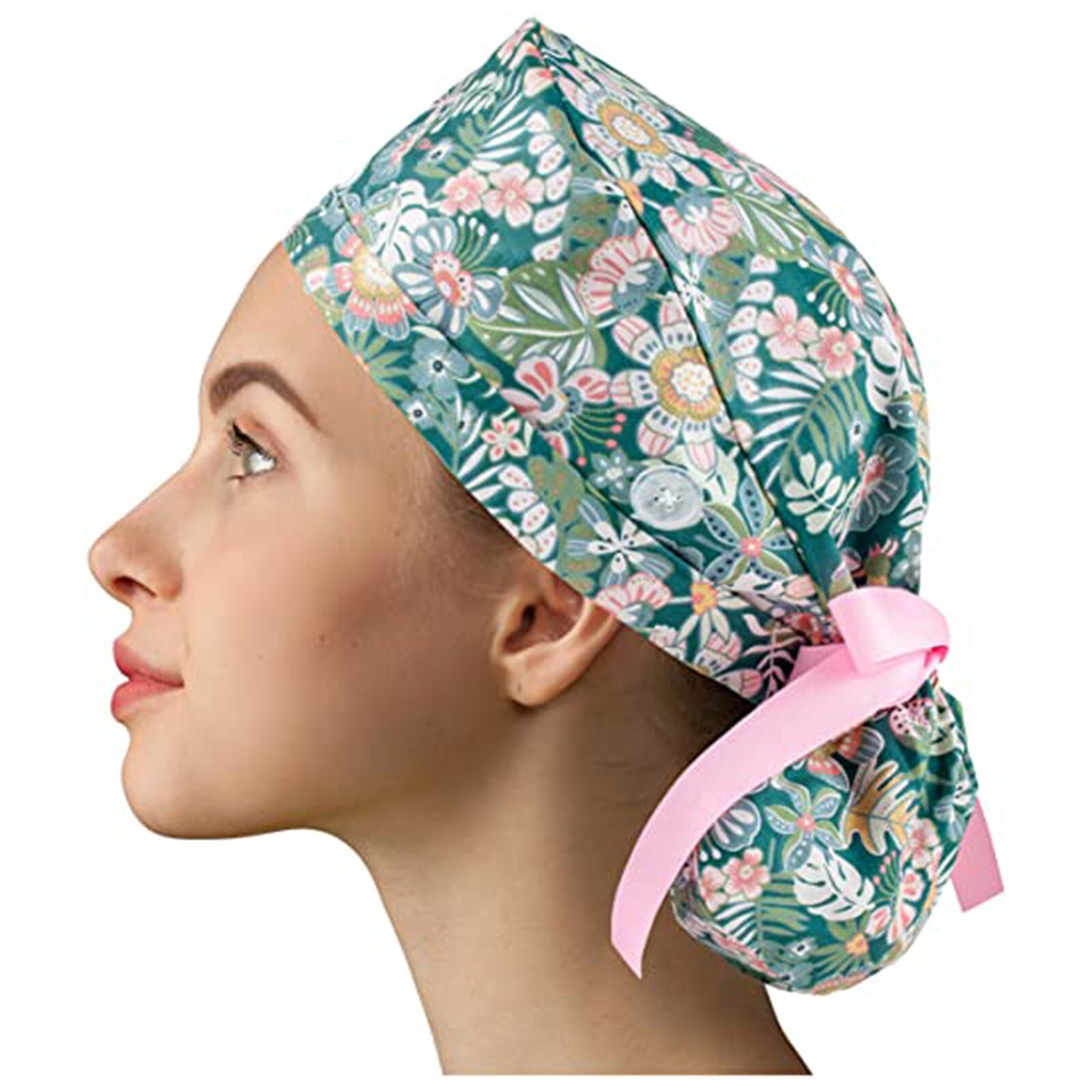Printed Nurse Cap Nurse Cap With Buttons Bouffant ... – Grandado