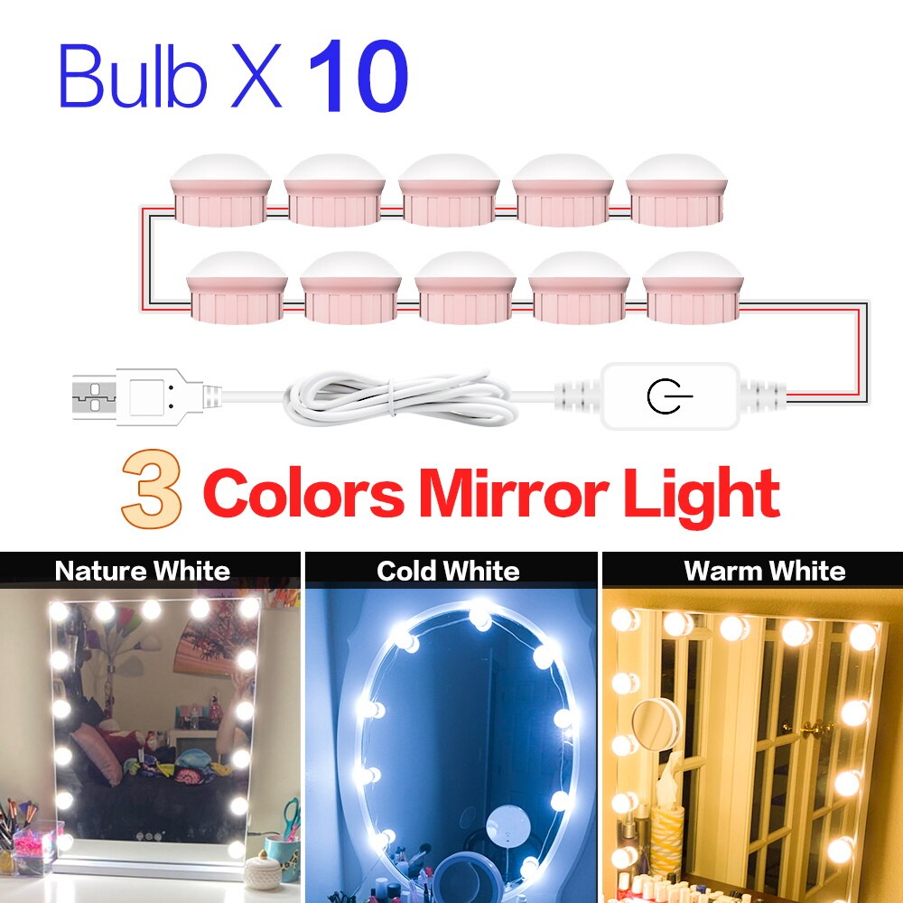 USB LED 12V Makeup Lamp Wall Light Beauty 3 Color ... – Vicedeal