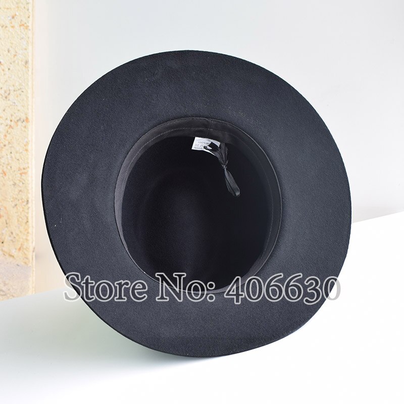 Winter Plain Wool Felt Fedora Hats Women Black Wid... – Grandado